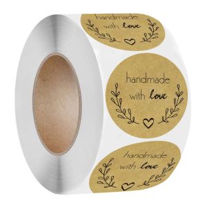 Quality Kraft Paper Circle Thank You Sticker Labels With Golden Printing 3 inch for sale