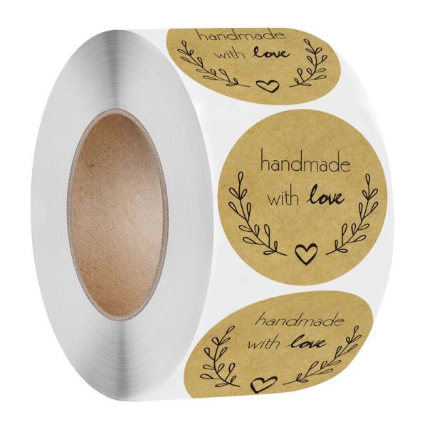 Quality Kraft Paper Circle Thank You Sticker Labels With Golden Printing 3 inch for sale
