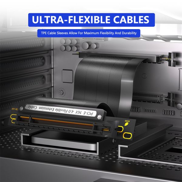 Quality PCIE 4.0 Extension Cable, Black 16x Shielded High Speed GPU Riser Cable with PCI for sale