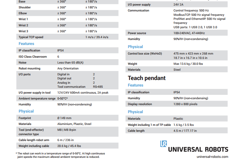UR5 / UR5e Universal Collaborative Robot , Industrial Multi Axis ...