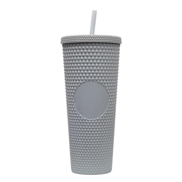 Quality Double Wall Insulation 24oz Studded Tumbler Diamond Durian Pineapple Plastic Matte Black Studded Cup Coffee Tumbler With Lid Straw Fashionable for sale