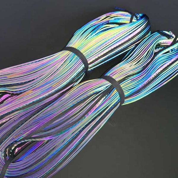 Quality High Light Reflective Silver Rainbow Color Reflective Yarn 2mm / 3mm for sale
