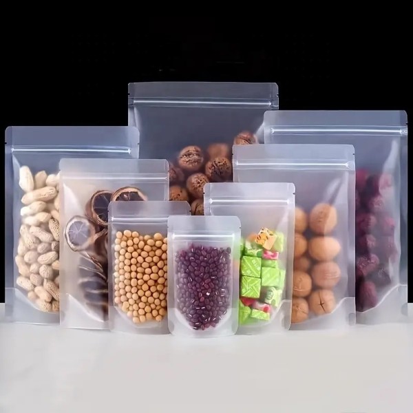 Quality Wholesale Ziplock Self Resealable Clear Laminated Stand up Pouch Food Grade Plastic Zipper Bag for Storage for sale