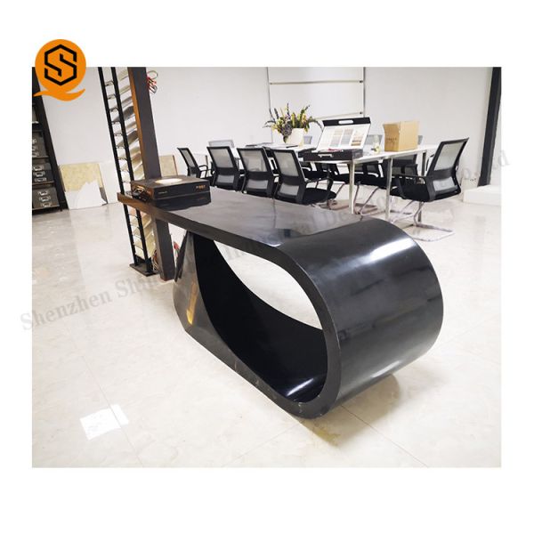 Quality Acrylic Solid Surface Black Office Desks 100% Repairable And Renewable for sale