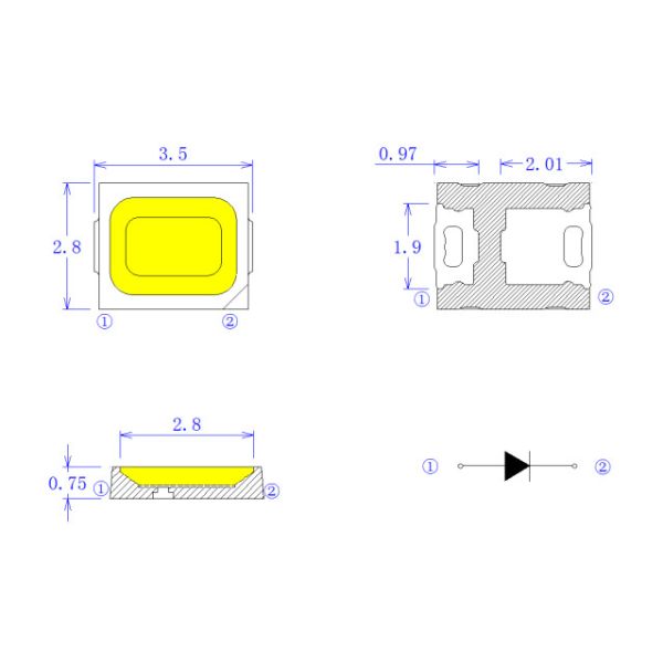 Quality 2835 2V Commericial Blue PCB Led Chip Module Led Grow Light Chips For Ads for sale