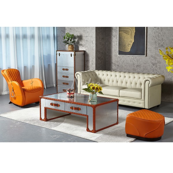 Quality Nidea #8907 Guangdong Big Factory High Quality American Retro Chocolate Brown Modern Sectional Couch 3 Seater Living Room Sofa Set Furniture for sale
