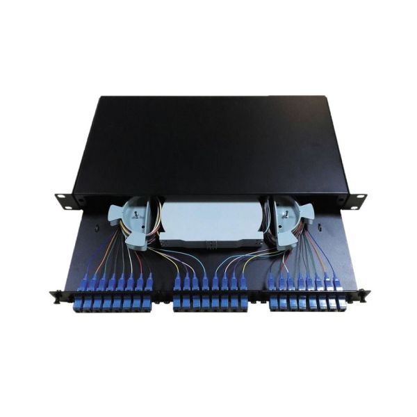 Quality 1U SC Simplex 24 Ports ODF Fiber Optic Patch Panel 2 Splice Tray FTTH FTTX for sale
