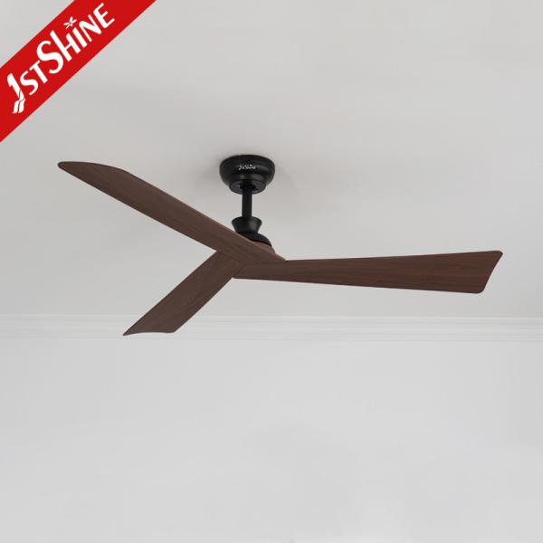 Quality Sleek Black Ceiling Fan with Dark Wood Grain Blades for sale