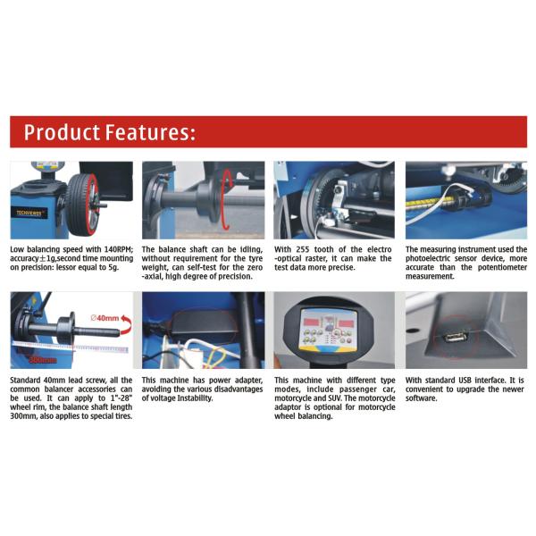 Quality ISO 140RPM Motorcycle Tyre Balancing Machine High Accuracy for sale