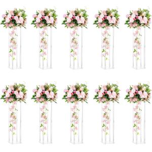 Quality Square Clear Crystal Acrylic Flower Stand Wedding Centerpiece For Table Decor for sale