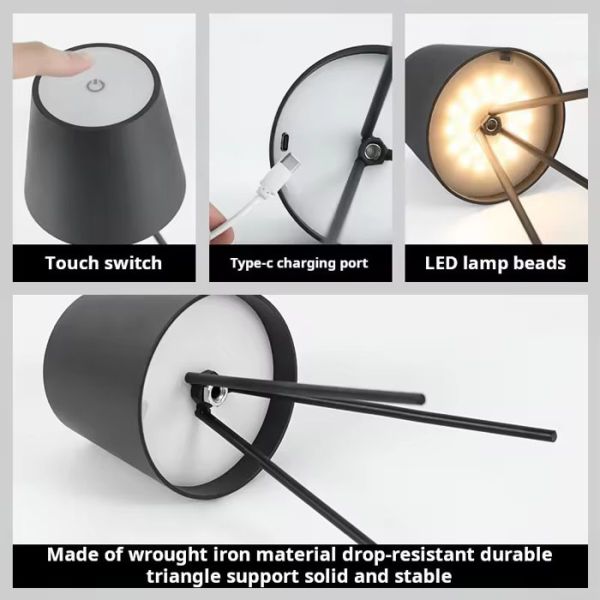 Quality Three Legged Desktop Led Table Lamp 3000k/4500k/6000k Rechargeable for sale