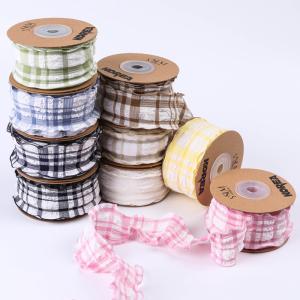 Quality Korea Lattice Blue And White Gingham Ribbon 38mm Polyester Pink Tartan Ribbon for sale