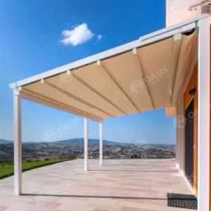 Quality Waterproof Aluminium Garden Pergola With Folding Retractable Roof and LED Lights for sale
