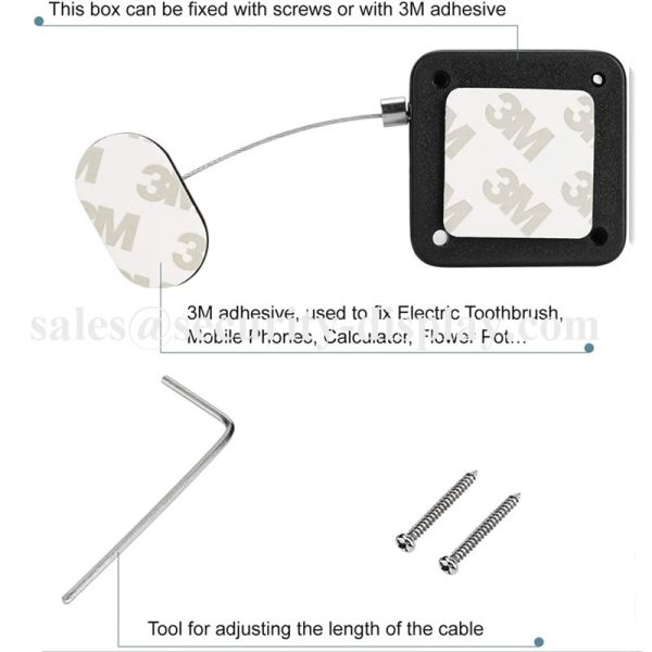 Quality Double Sided 3M Adhesive Retractable Security Cable Lock For TV DVD for sale