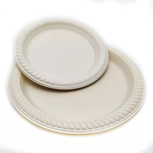 Quality 9in 10in Round Cornstarch Disposable Plates Biodegradable Round Plate Tableware for sale
