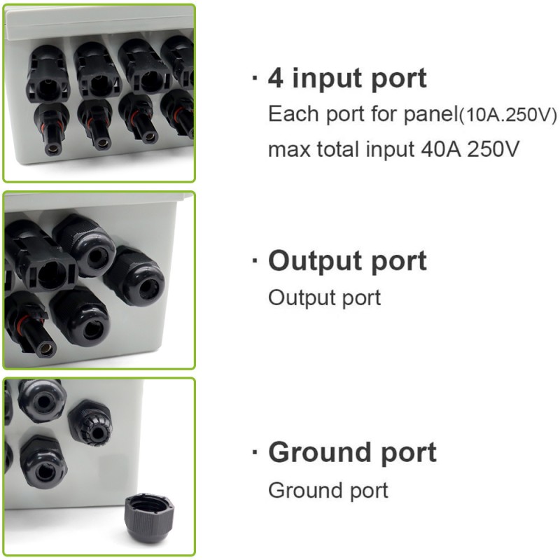 IP65 Waterproof Solar Energy PV Combiner Box 1-6 Strings Plastic Distribution Enclosure Solar DC Switching Box