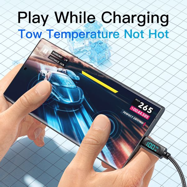 Quality Essager LED Digital Display 1M 2M 100W Fast Charging USB Cable For Mobile Phone for sale