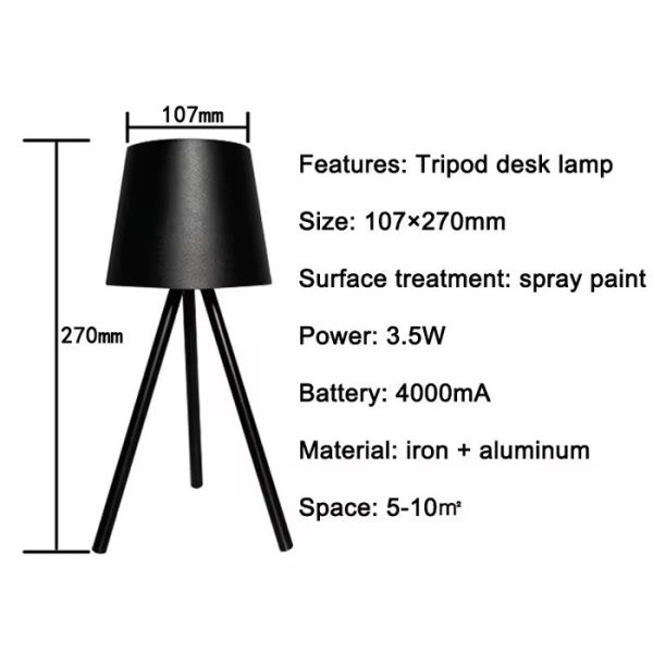 Quality Three Legged Desktop Led Table Lamp 3000k/4500k/6000k Rechargeable for sale