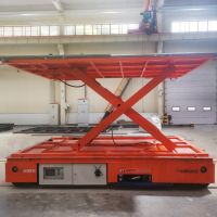 Quality Battery Powered Scissor Lift PLC Control 2T Electric Transfer Cart for sale