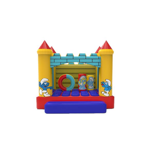 Quality Commercial Grade Small Size Inflatable Smurfs Jumping Bounce House for sale