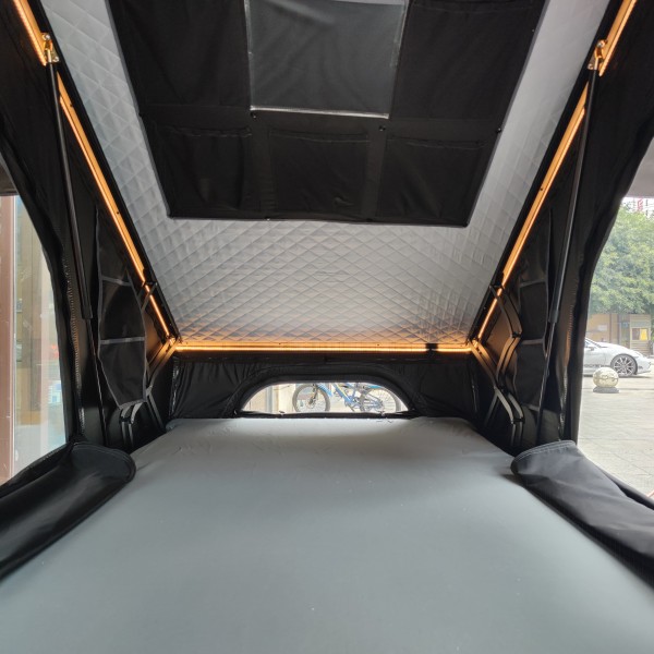 Quality Easy Setup Triangle Rooftop Tent Integrated LED Lighting Rooftop Camp For Car for sale