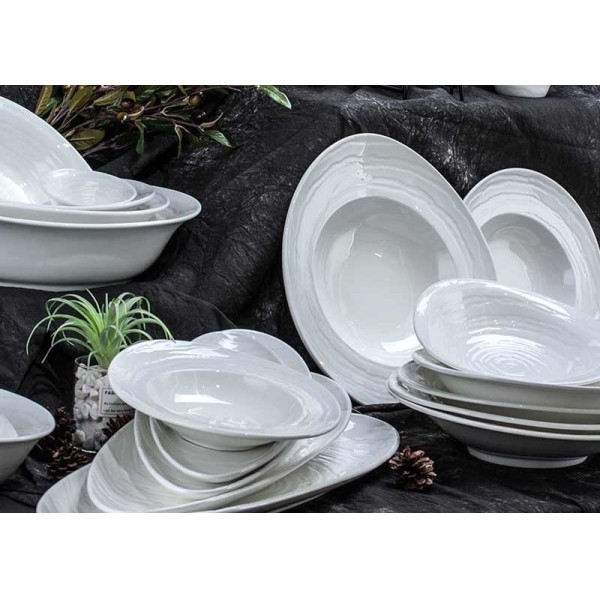 Quality Swirl Emboss 16pc Dinner Set Irregular For Wedding Party for sale