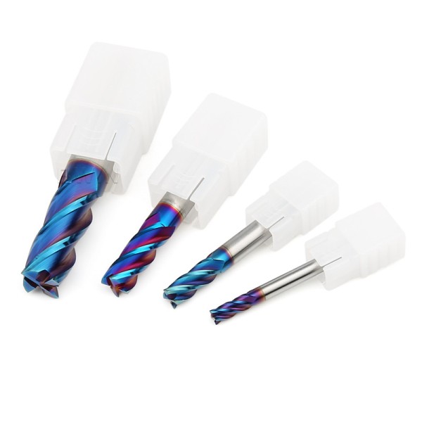Quality 12mm Solid Carbide End Mill Flat 4F Nano Blue Coated Ultrafine Keys Milling for sale