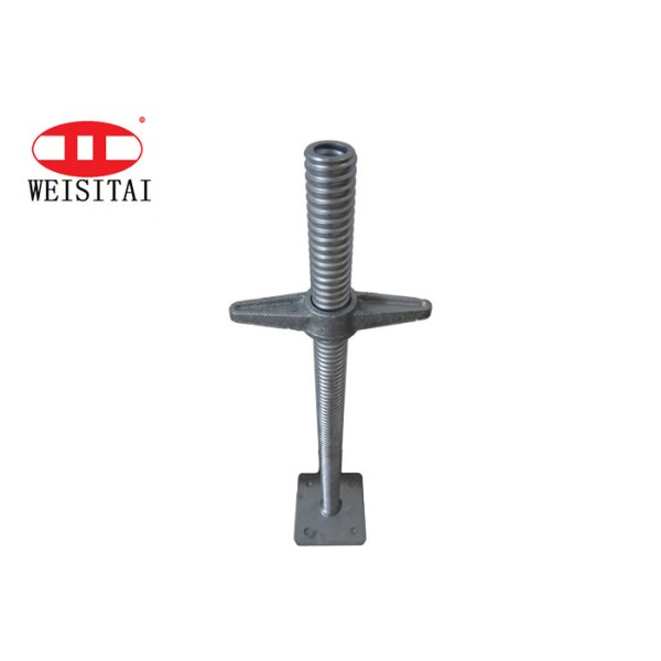 Quality Electro Galvanized 32mm Adjustable Screw Jack Base Solid Scaffolding U Head for sale