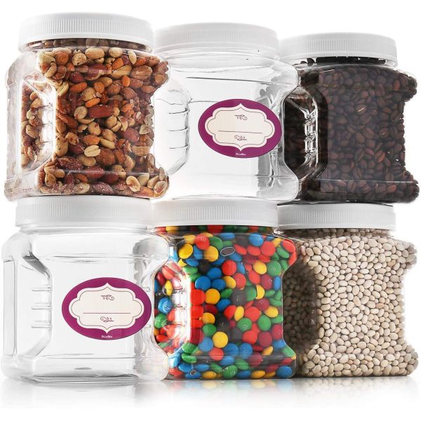 Quality 380ml Plastic Screw Cap Jars 20cmx20cm Plastic Cookie Containers for sale