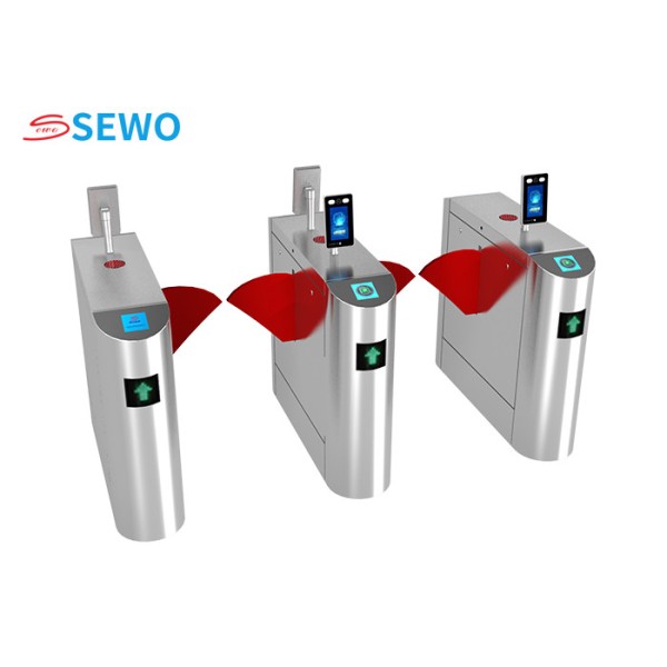 Quality Low Noise Flap Barrier Turnstile Gate with RFID Card Reader Access Control for sale