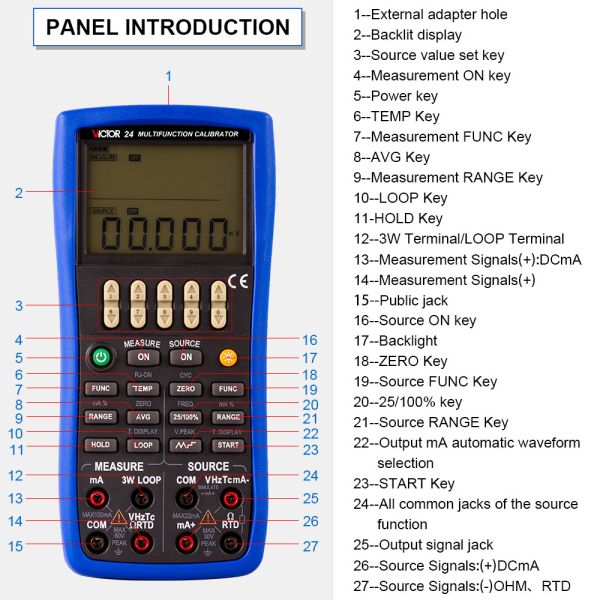 Quality VICTOR 24 Portable Multifunction Process Calibrator Rtd Calibration Equipment for sale