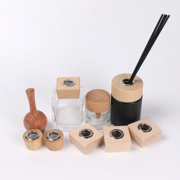 Quality Square Reed Diffuser Cap Wooden Perfume Bottle Lid 28 25 Thread for sale