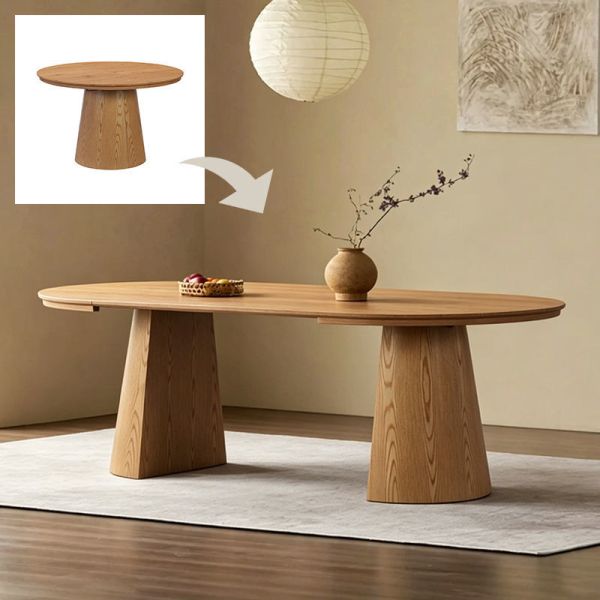Quality Minimalist Round Extendable Dining Table Wooden Dining Room Furniture Foldable Space Saving Home Modern Folding Dining Table for sale