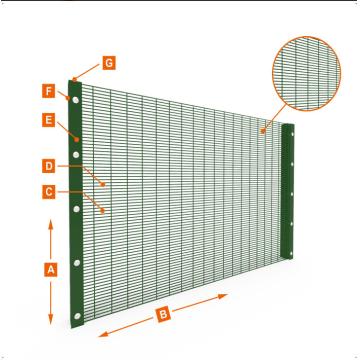 Quality Prison High Security Mesh Fence Powder Coated 358 Anti Climb for sale