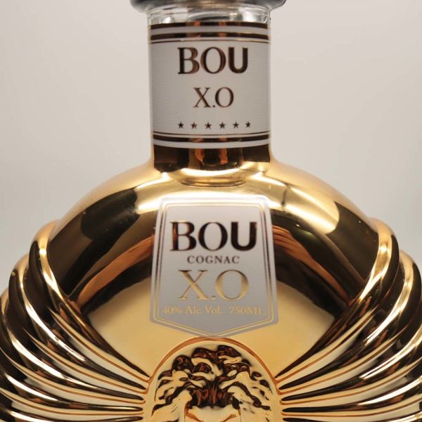 Quality XO Glass Bottle 750ml Vacuum Electroplating Coating Golden for sale