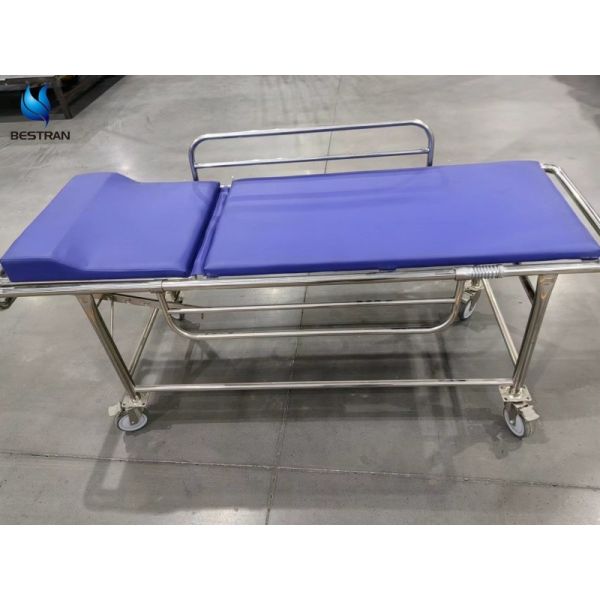 Quality Manual MRI Stretcher Non Magnetic Stainless Steel Backrest Adjustable Hospital Tranfer for sale