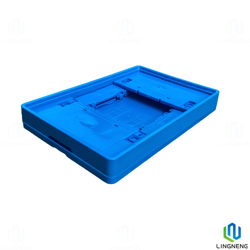 Quality 46L Blue Folding Crate Box Plastic Storage Stackable Bins Without Lid for sale