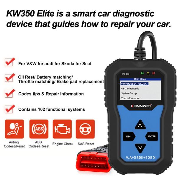 Quality V007 VAG VW Audi Scanner Code Reader Airbag ABS SRS Transmission Diagnostic Tool for sale