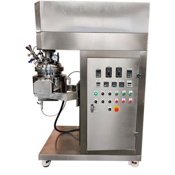 Quality Cosmetics Vacuum Homogenizing Emulsifier SUS304 Manual Pouring Emulsifying Mixer for sale