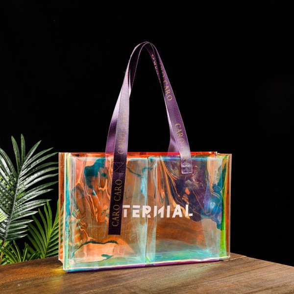 Quality Custom Logo Holographic Beach Bag with Stronger Handle and Other Pattern Type for sale