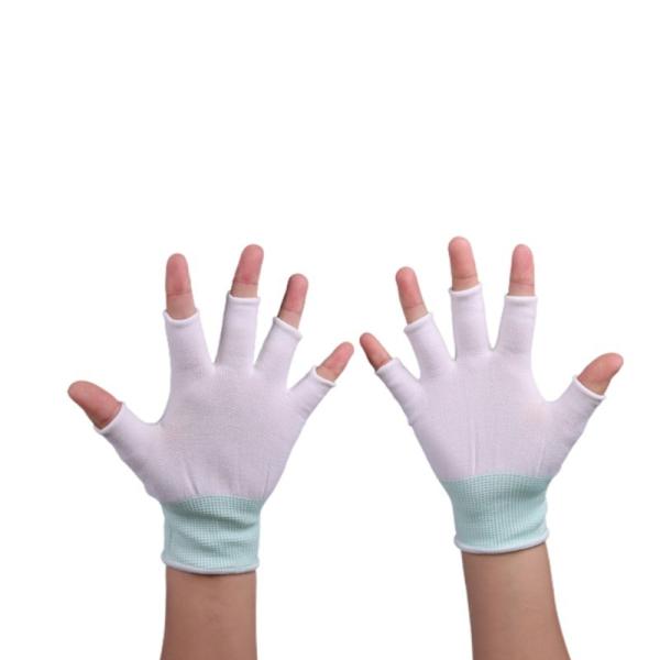 Quality Lint Free Seamless Knit Half Finger Cleanroom Glove Liners Thin And Comfortable for sale