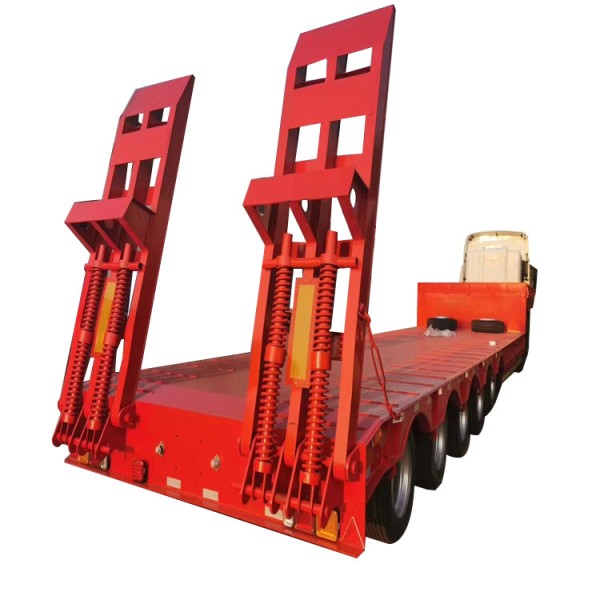 Quality Truck Trailer 3 4 Axle Tri Low Loader Bed Deck Flatbed Container Transport for sale