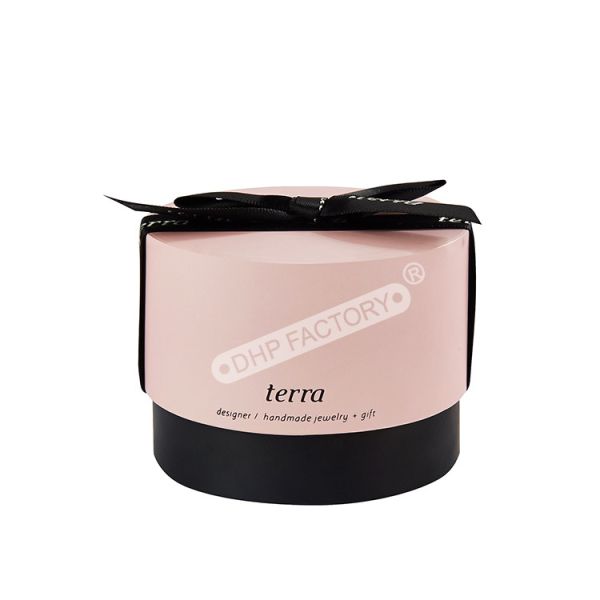 Quality Durable Round Cardboard Gift Box With Bowknot For Jewelry Ring Packaging for sale