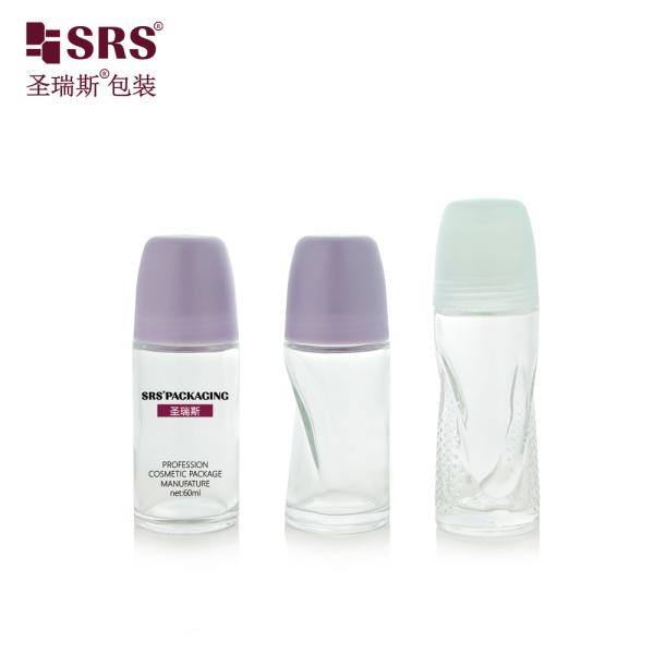 Quality BLPG 50ml 60ml Unique Shape Empty Glass Roll On Bottle For Body Deodorant Gel for sale