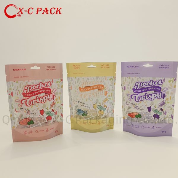 Quality Recyclable plastic pet food packaging aluminized doypack stand up bag resealed for sale