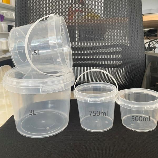 Quality White Customized LOGO Printed Clear Plastic Pail Popcorn Bucket for sale