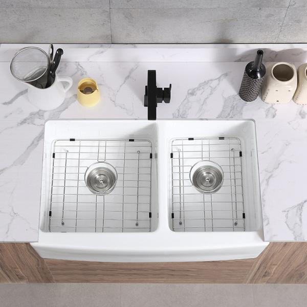 Quality Ceramic Rectangular Double Bowl Farmhouse Sink 33 Inch Farmhouse Sink for sale