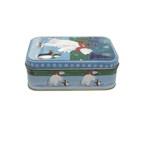 Quality Rectangular Cookies Tin Box Printed Tin Food Containers Vintage Holiday Gift for sale