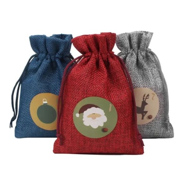 Quality Christmas Gift Pouches Customized Color Jute Sacks for Gifts and Party Favors for sale