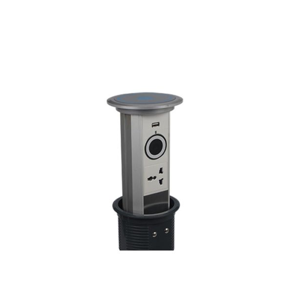 Quality Silver Finish Kitchen Pop Up Sockets , Pop Up Electrical Outlets For Kitchen for sale